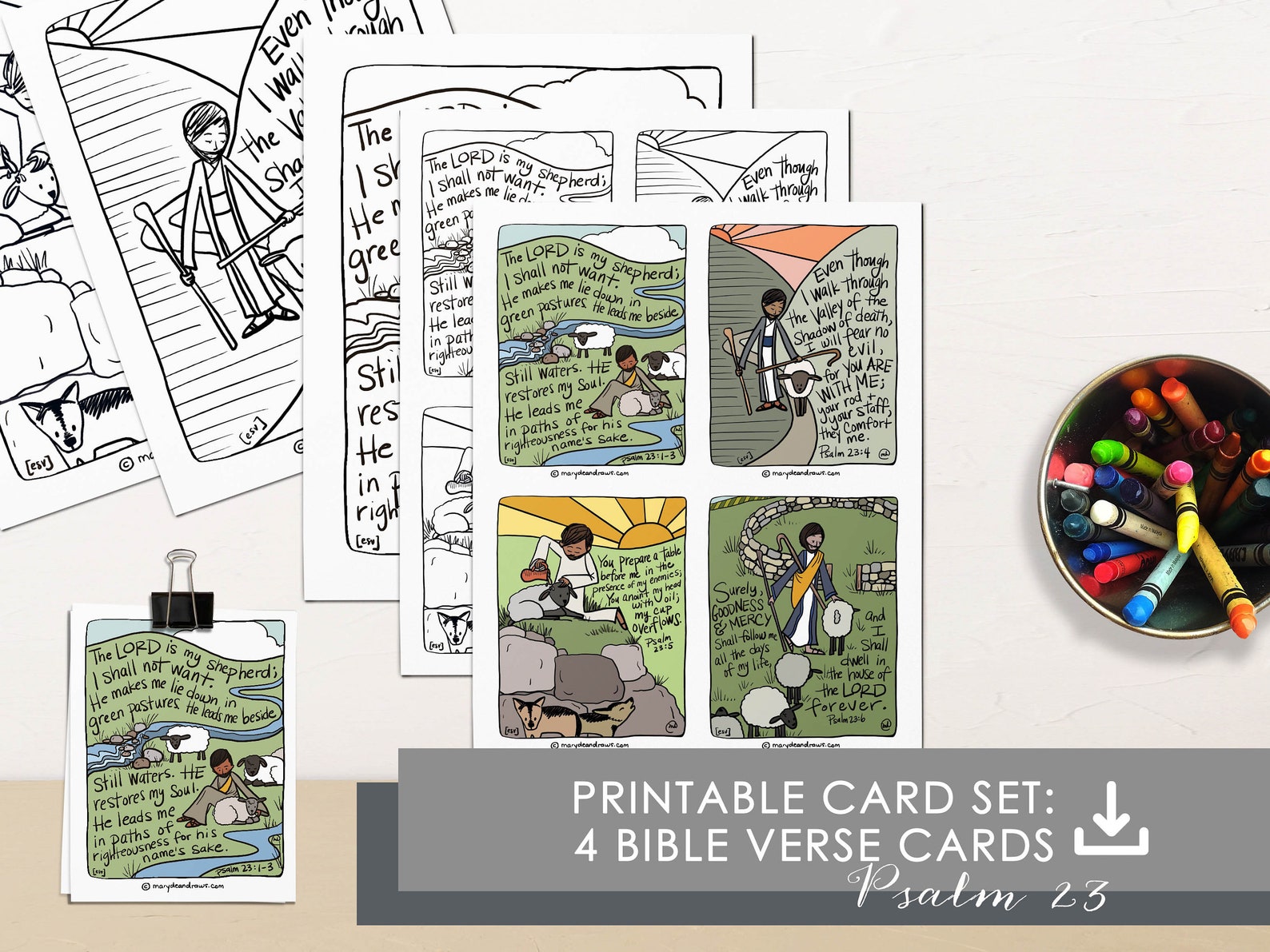 Printable Hand-drawn PSALM 23 Scripture Memory Bible Verse - Etsy
