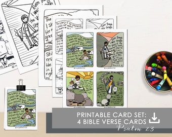 Printable Hand-drawn CHARACTER Scripture Memory Bible Verse Cards With ...
