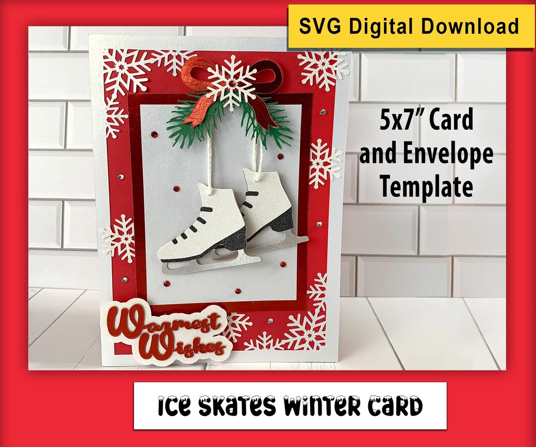 Ice Skates Card SVG - Digital Download for Paper Crafting & Card Making ...