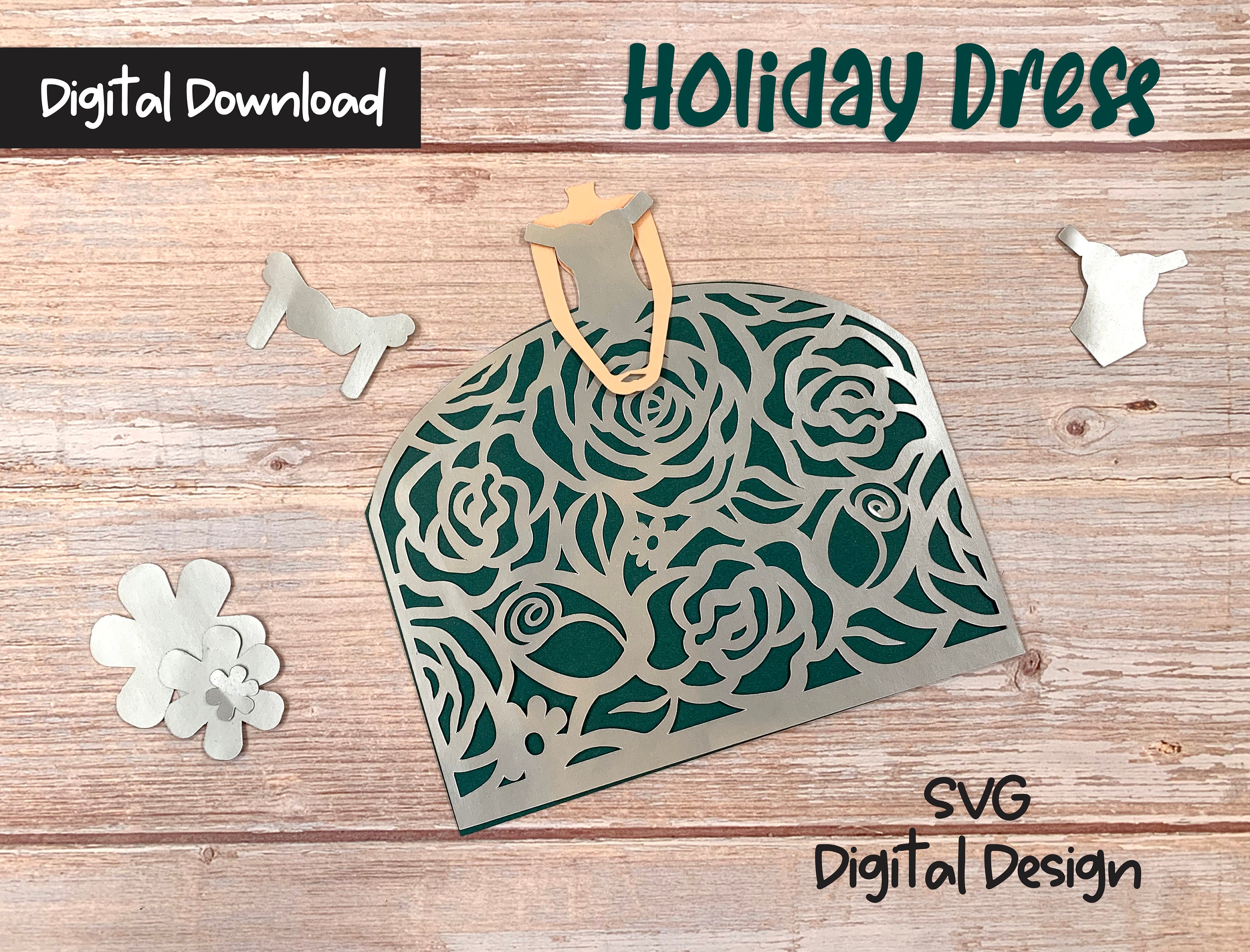 Lace Wedding Dress Card SVG Template for Cutting Machines, Party ...