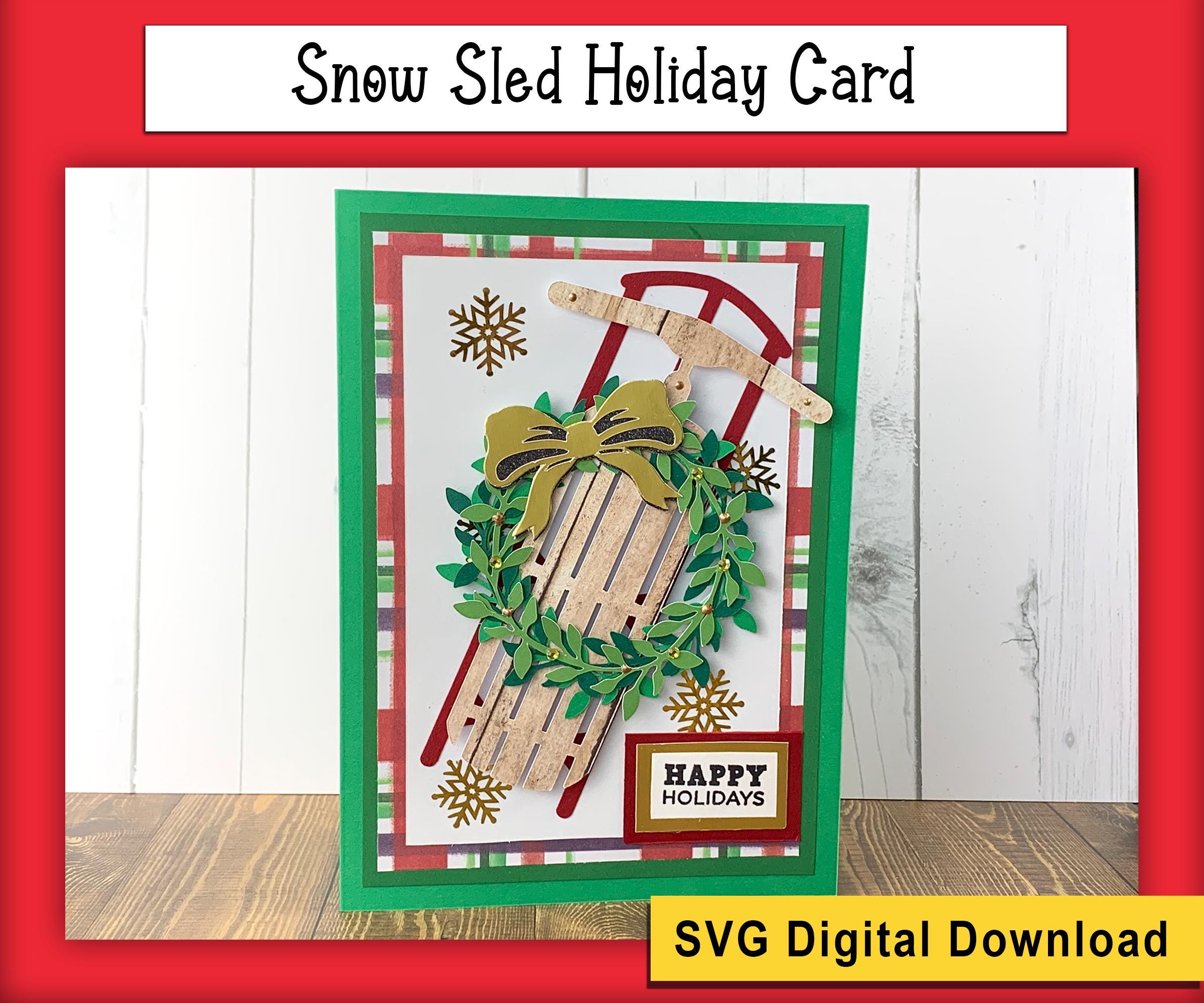 Holiday Sled Card SVG - Digital Download for Paper Crafting & Card ...