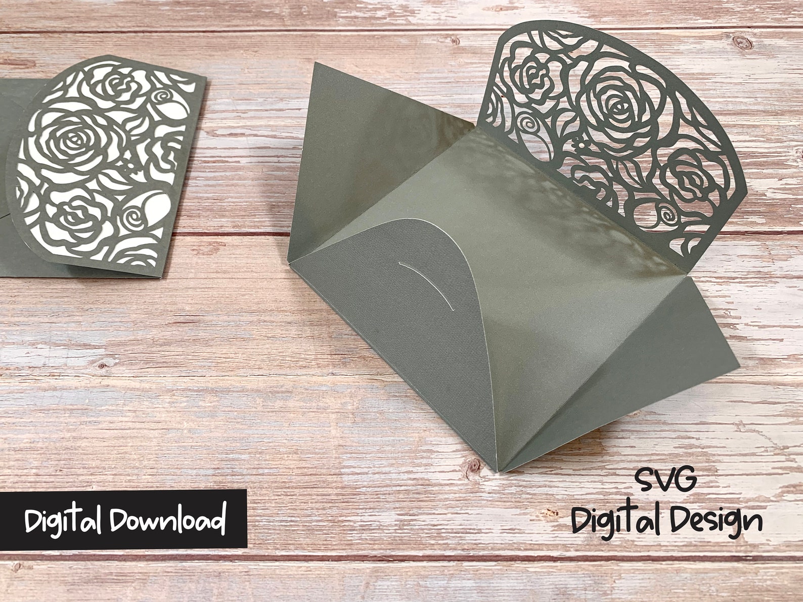 Lace Wedding Dress Card SVG Template for Cutting Machines, Party ...