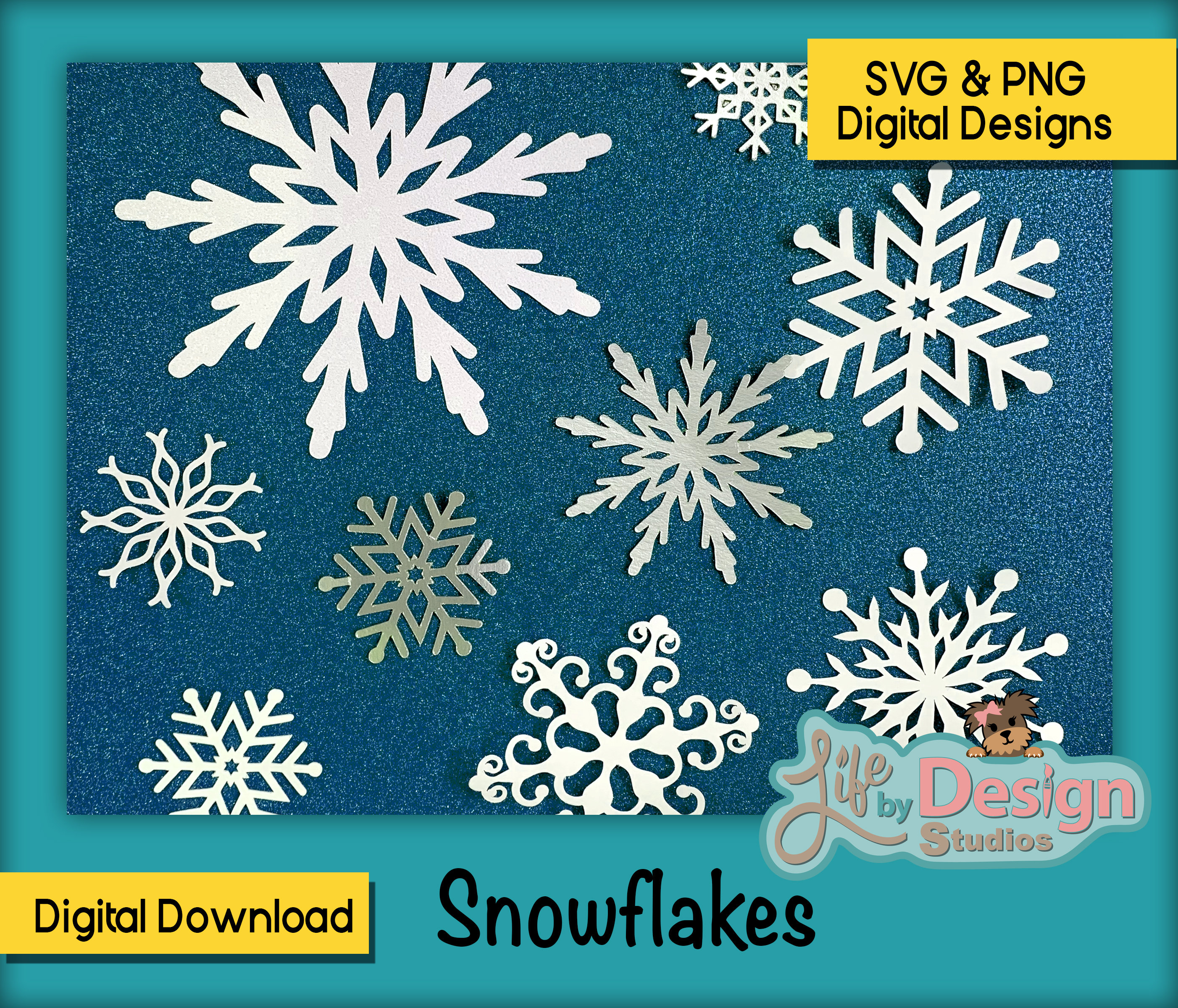 Snowflake Template SVG and PNG Design Digital Files for - Etsy