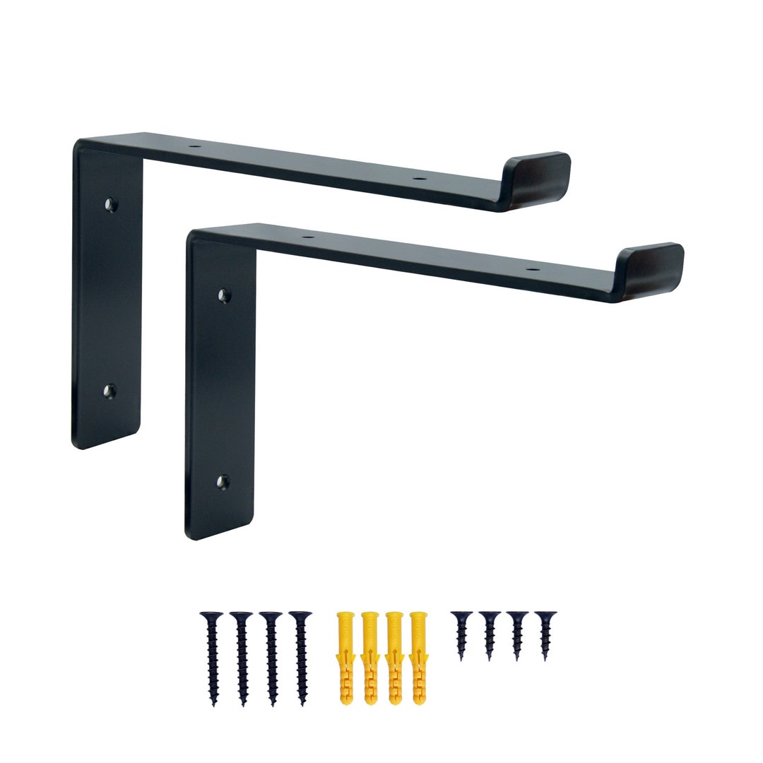 2 X Heavy Duty Shelf Brackets Downward - Durable Industrial Style ...