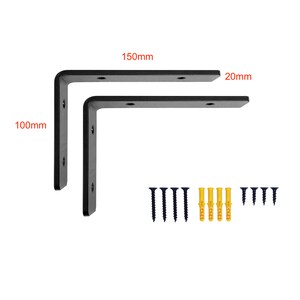 Heavy Duty Black Shelf Brackets L Shape Angle Brackets for Shelves ...