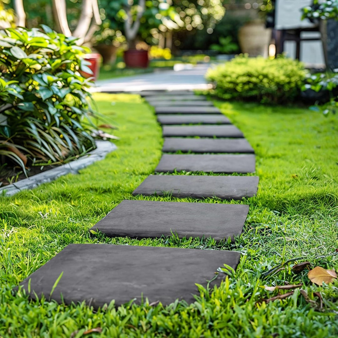 IHANA Slate Effect Solid Path Tile 30x30x2.5cm – Heavy Duty Outdoor ...