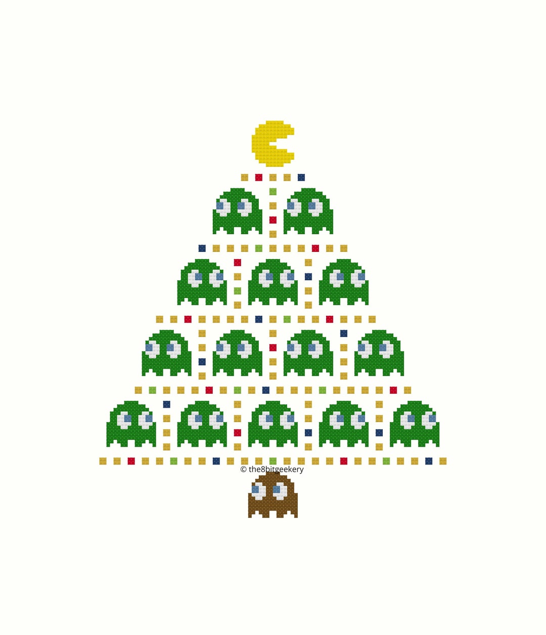 Pac Man Christmas Tree Cross Stitch Pattern - Etsy