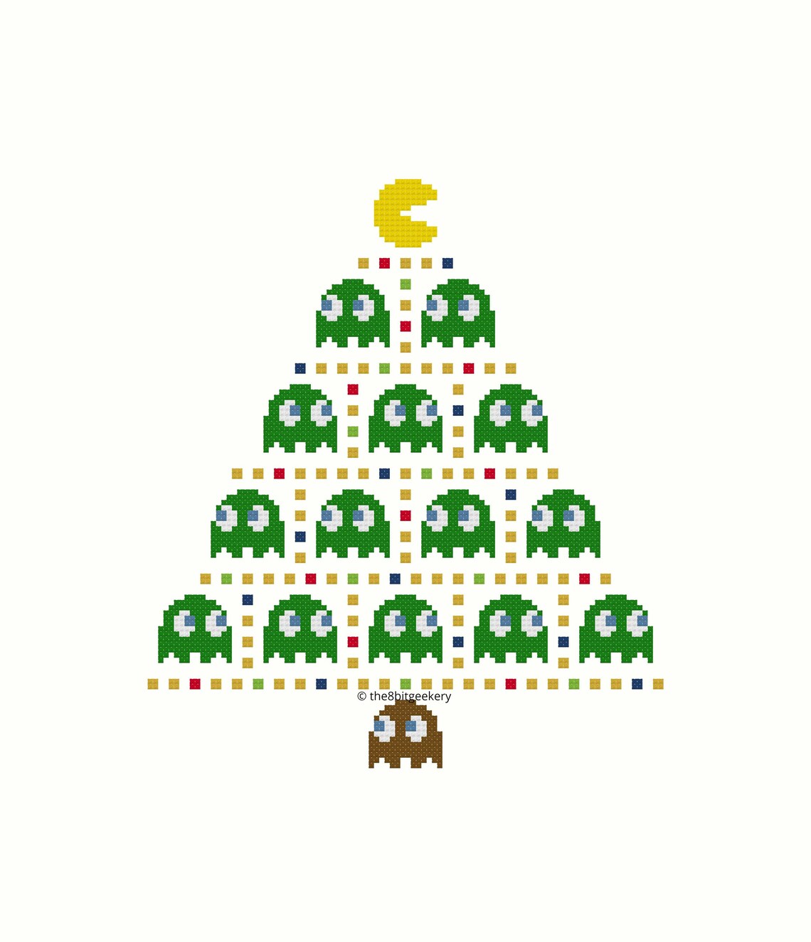 Pac Man Christmas Tree Cross Stitch Pattern - Etsy
