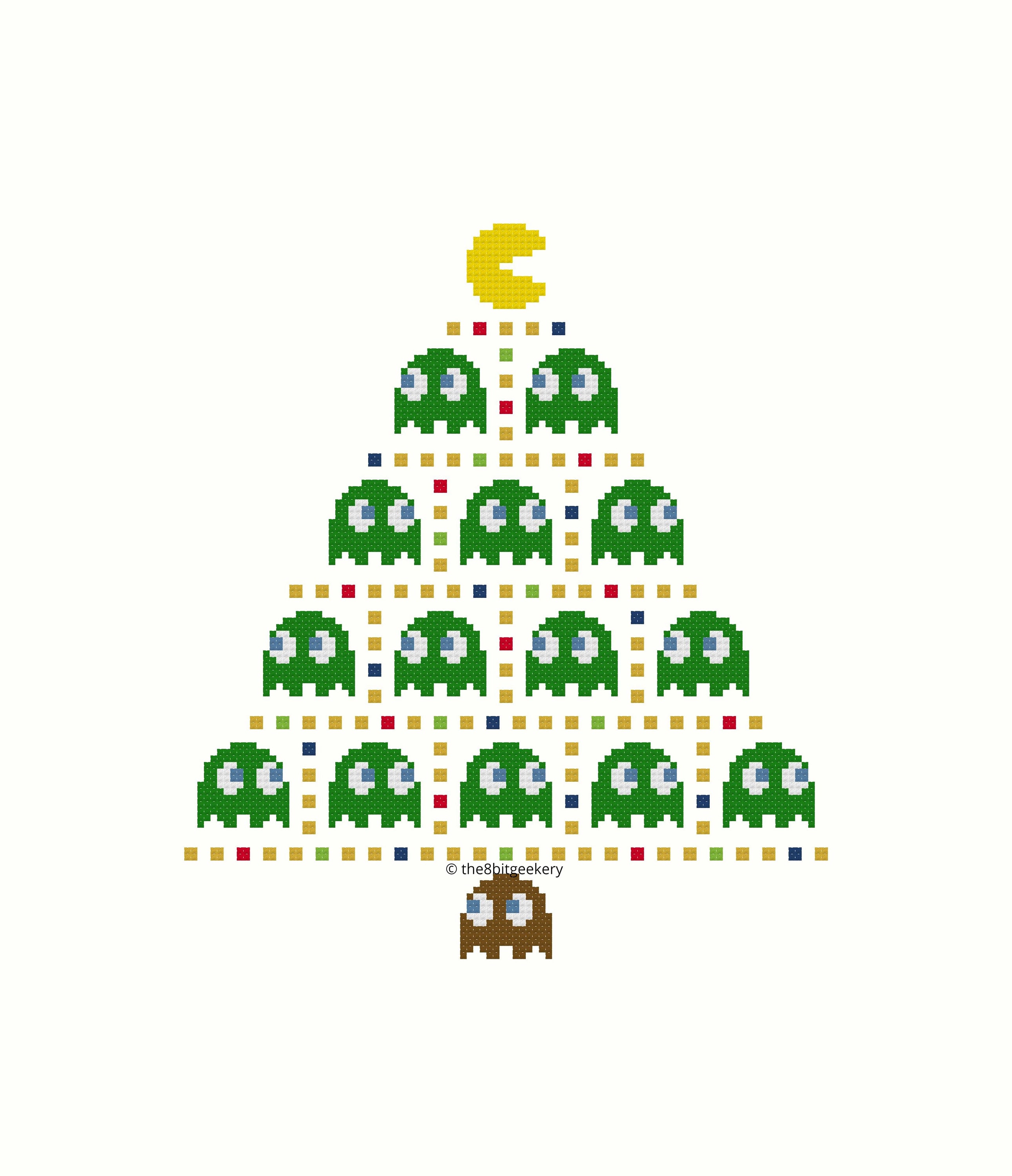 Pac Man Christmas Tree Cross Stitch Pattern - Etsy Australia