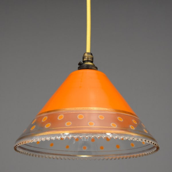 Orange Glass Retro Pendant Light - Etsy UK