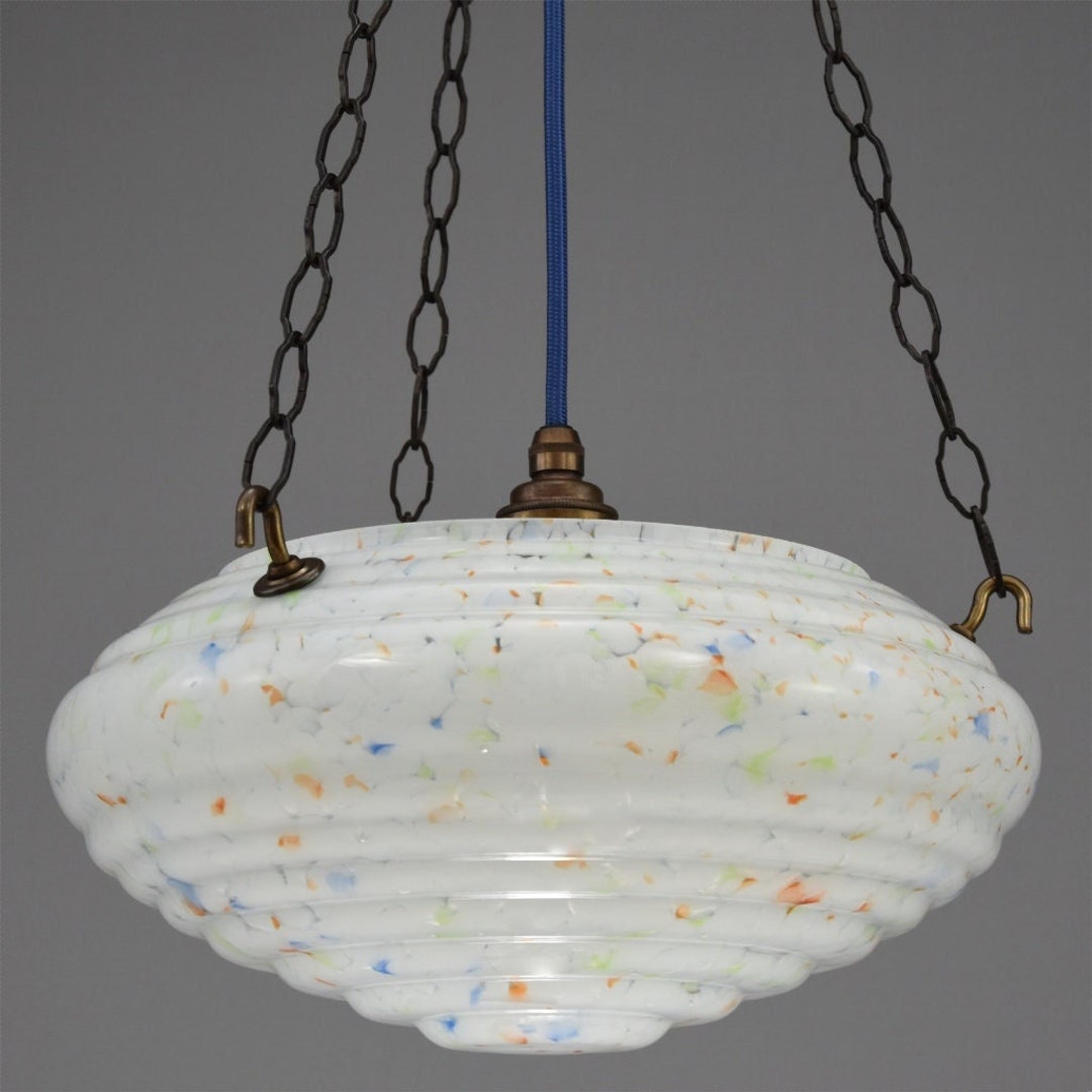 Beautiful 1950s White, Orange, Green and Blue Flakestone Flycatcher ...