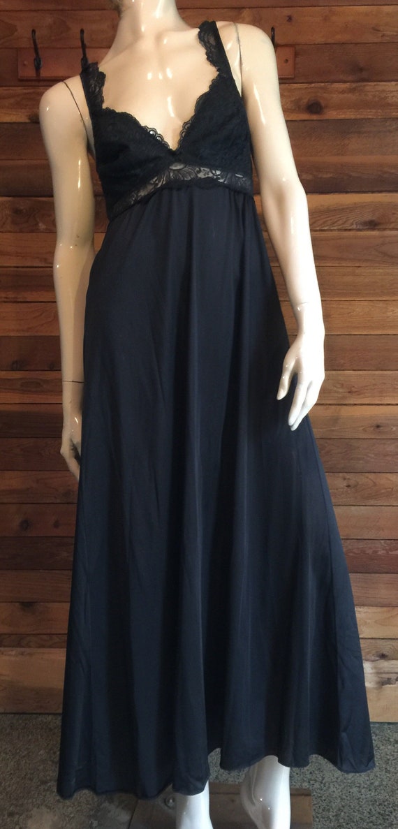 Vintage 1980s Black Nightgown Gem