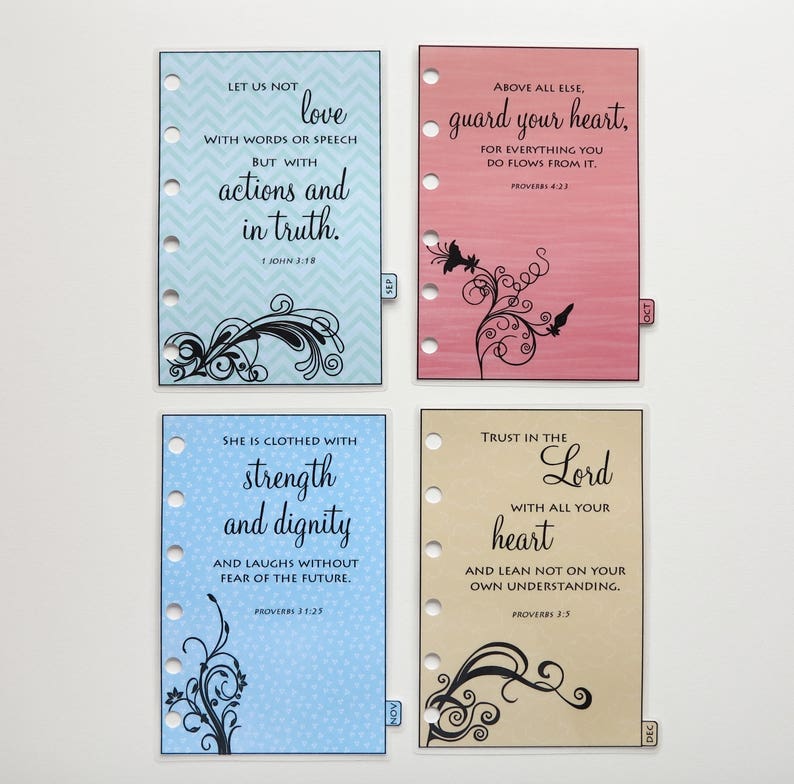 Pocket Size Set of 12 Monthly Bible Verse Dividers Jan-dec - Etsy