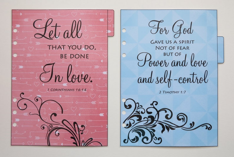 A5 Size Filofax/planner Bible Verse Dividers - Handmade and Laminated ...