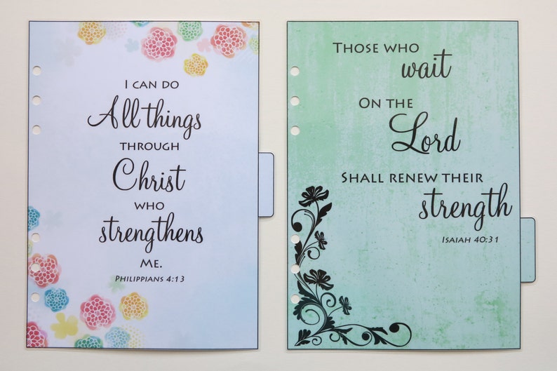 A5 Size Filofax/planner Bible Verse Dividers - Handmade and Laminated ...