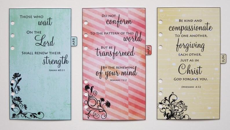Personal Size Bible Verse Monthly Dividers Jan-dec - Etsy Australia