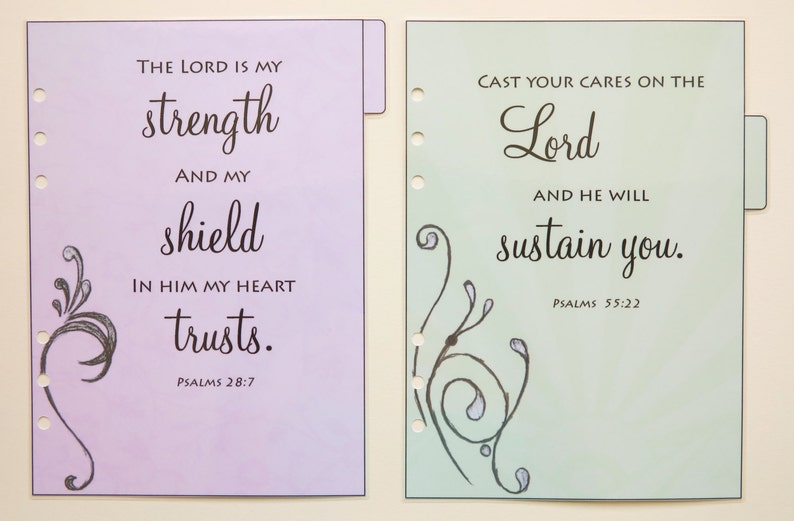 A5 Size Filofax/planner Bible Verse Dividers Handmade and - Etsy UK