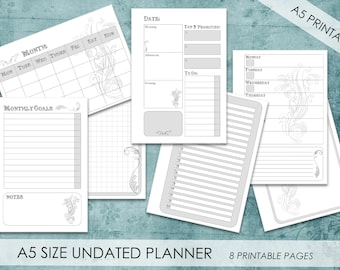 Planner, Weekly Undated Planner, Printable Pages, Digitally, Personal ...