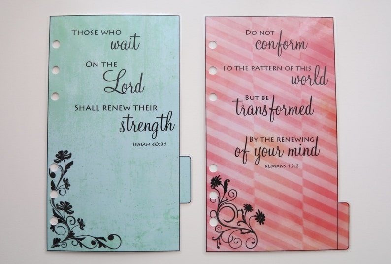 Personal Size Filofax/planner Bible Verse Dividers Handmade | Etsy UK
