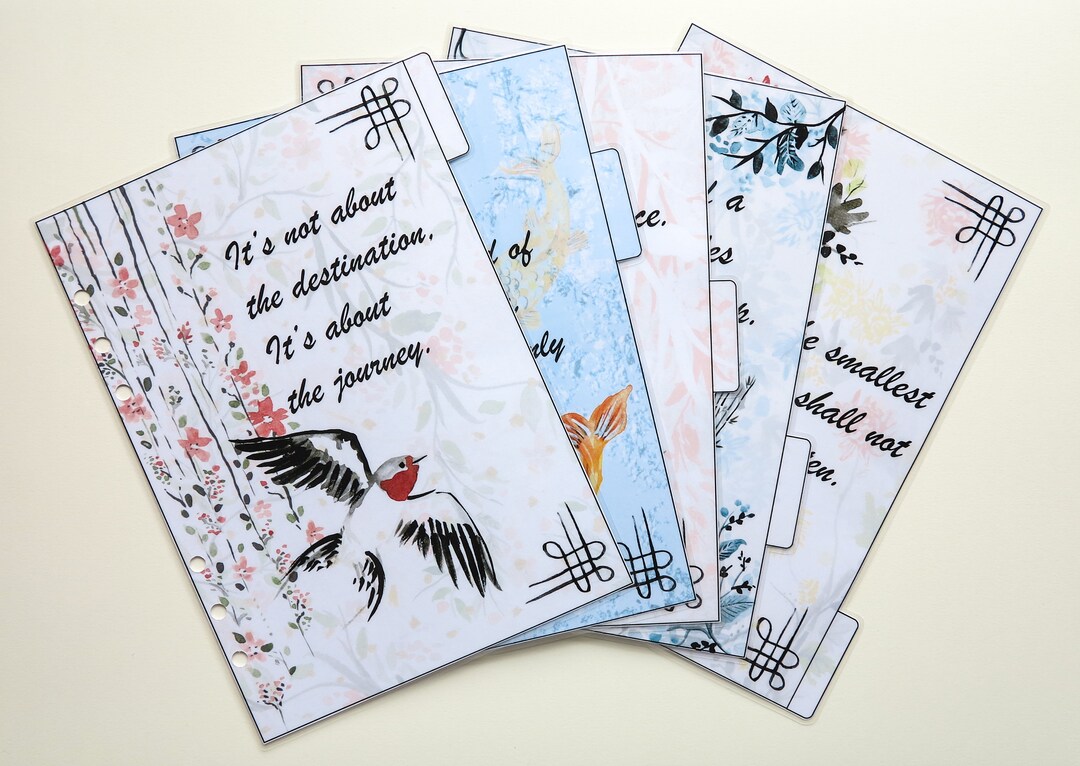 A5 Size Filofax Dividers - Set of 5 Handmade and Laminated - Etsy