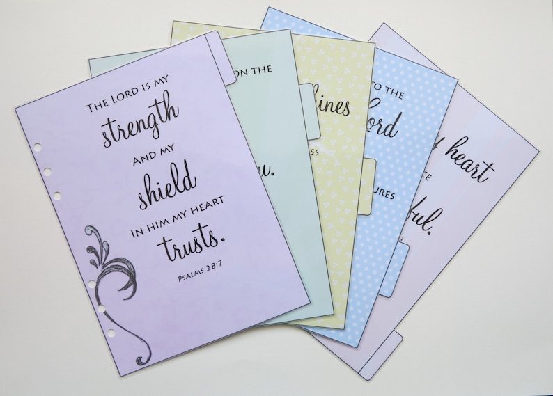 A5 Size Filofax/planner Bible Verse Dividers Handmade and - Etsy