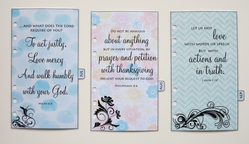 Personal Size Bible Verse Monthly Dividers Jan-dec - Etsy