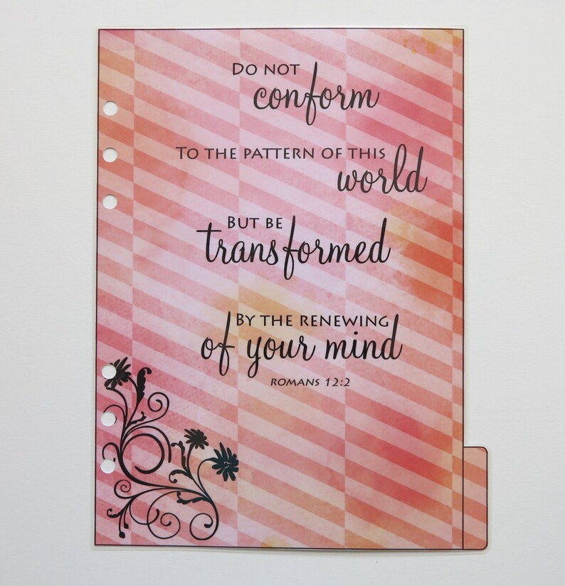 A5 Size Filofax/planner Bible Verse Dividers - Handmade and Laminated ...
