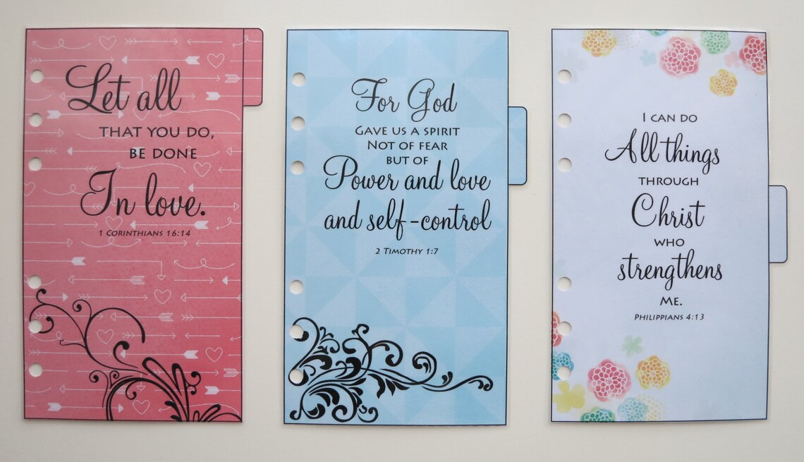 Personal Size Filofax/Planner Bible verse dividers handmade | Etsy
