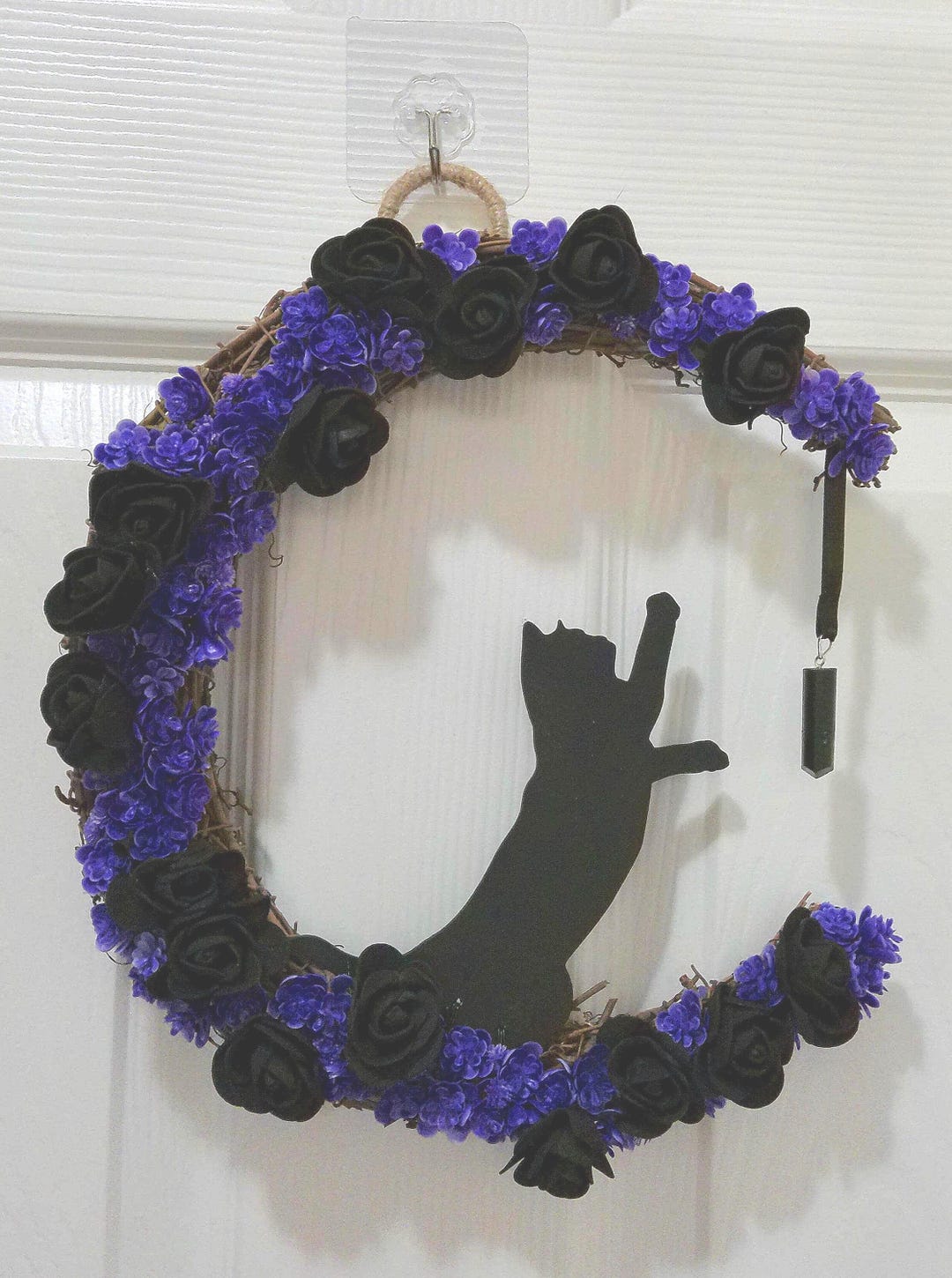 Purple Floral Moon Shaped Cat Wreath - Etsy