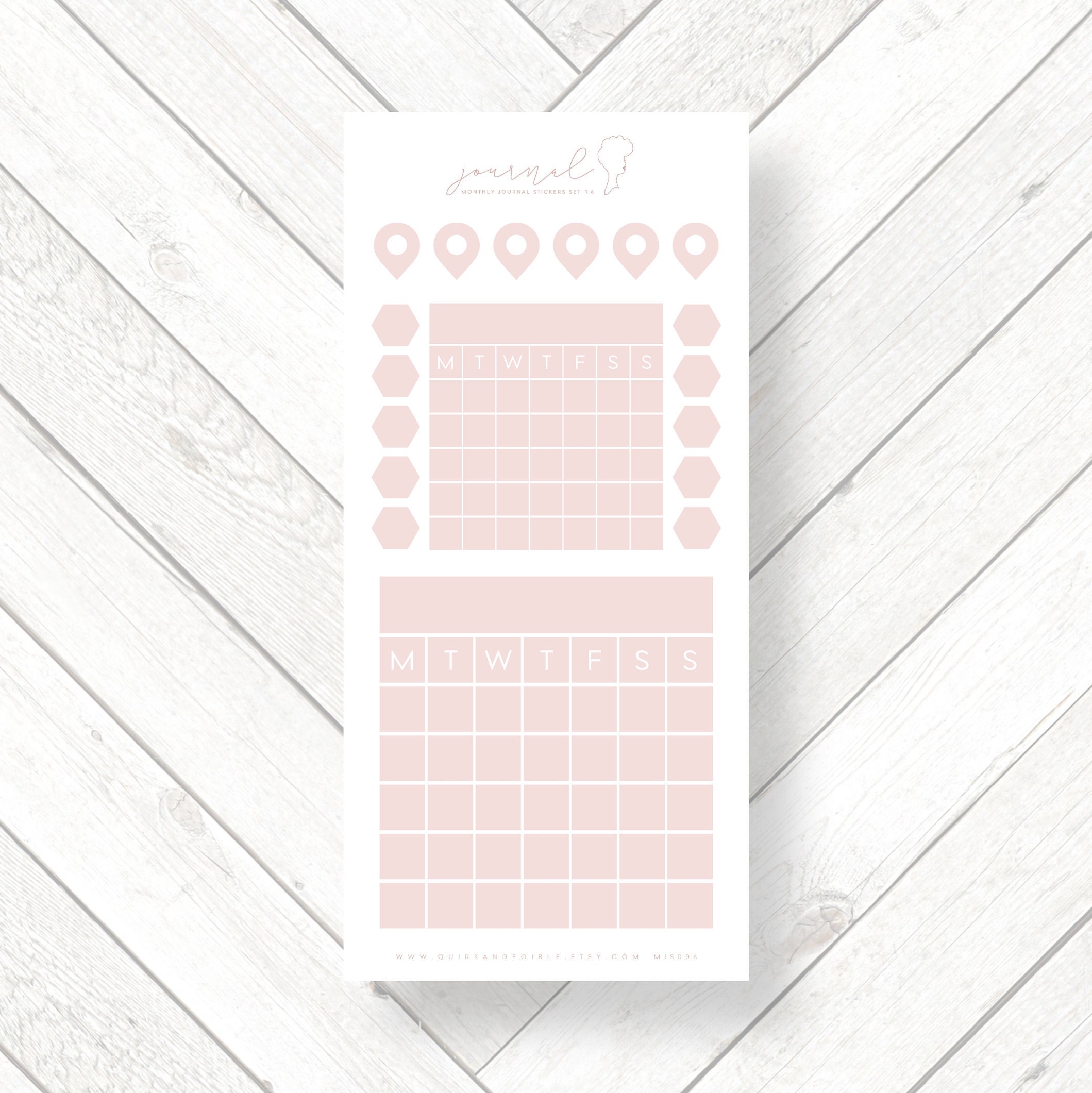 Pink White Journal Planner Functional Decorative Stickers Set | Etsy