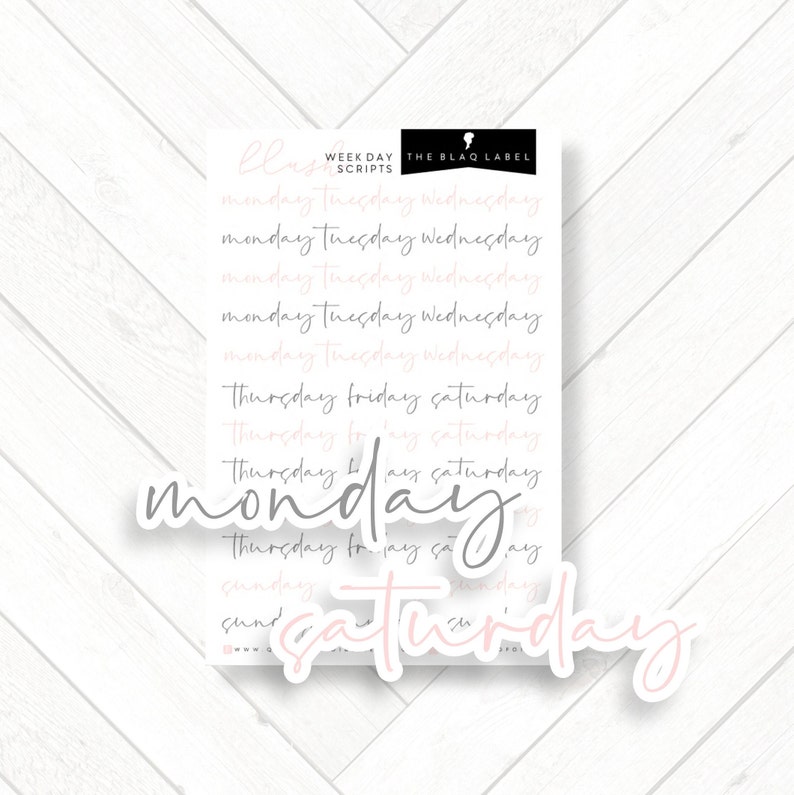 Pink Daily Scripts Planner Stickers Sheet Cursive Hand - Etsy