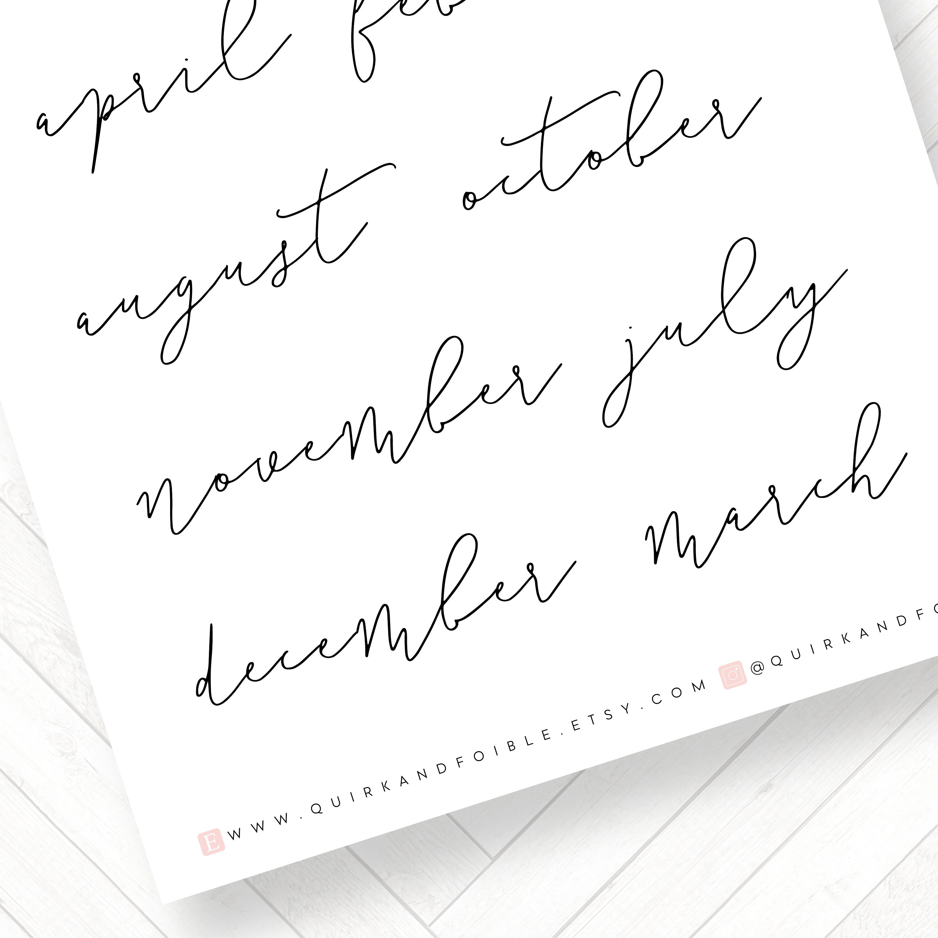 Modern Hand Writing Planner SCRIPT HEADERS Monthly Black | Etsy