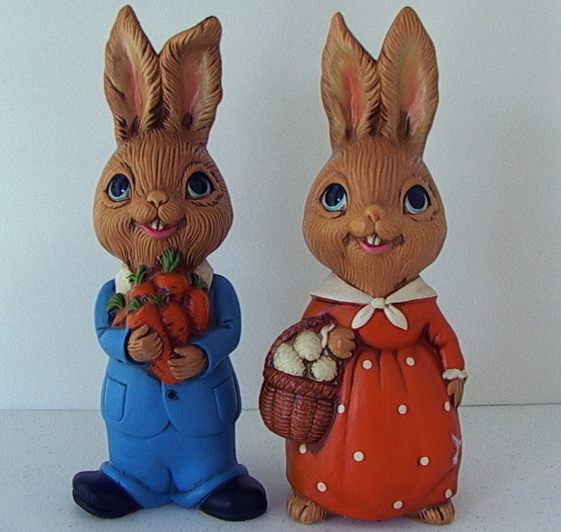 CUTEST Vintage 1970s DRESSED BUNNY Rabbits Figurines 11 | Etsy