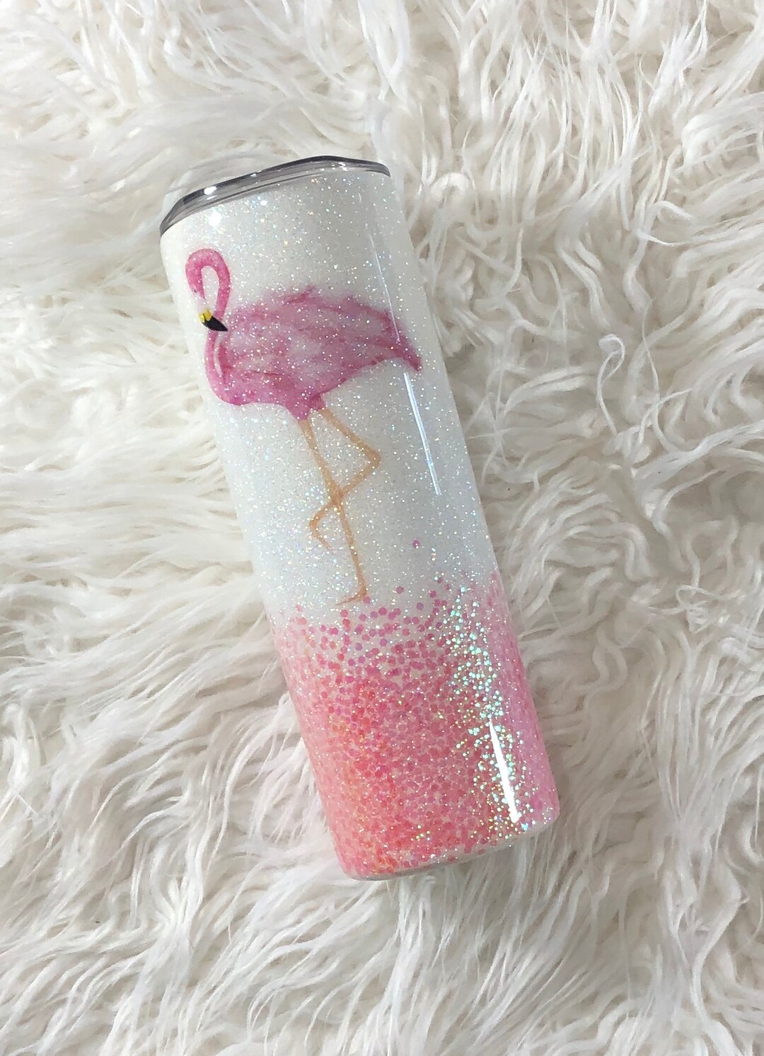 Flamingo Customizable Glitter Stainless Steel 20oz Skinny Tumbler - Etsy