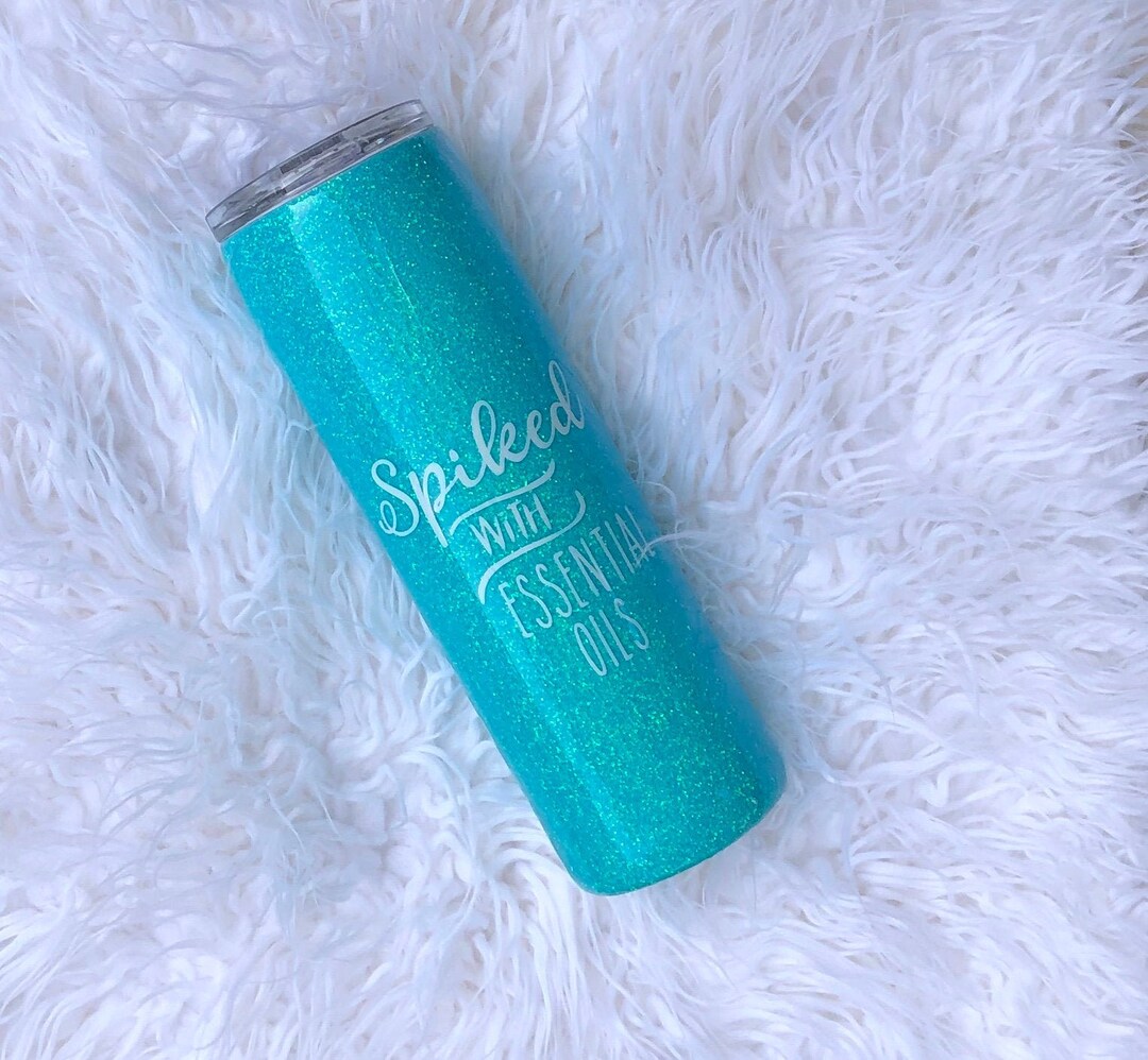 30oz Teal Essential Oils Themed Customizable Stainless Steel Glitter ...