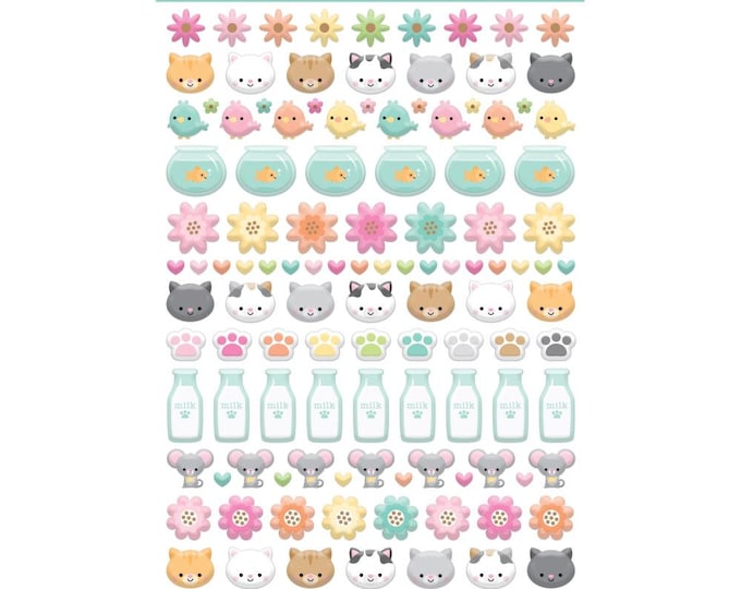 Doodlebug Design Pretty Kitty Puffy Cat Stickers - Etsy