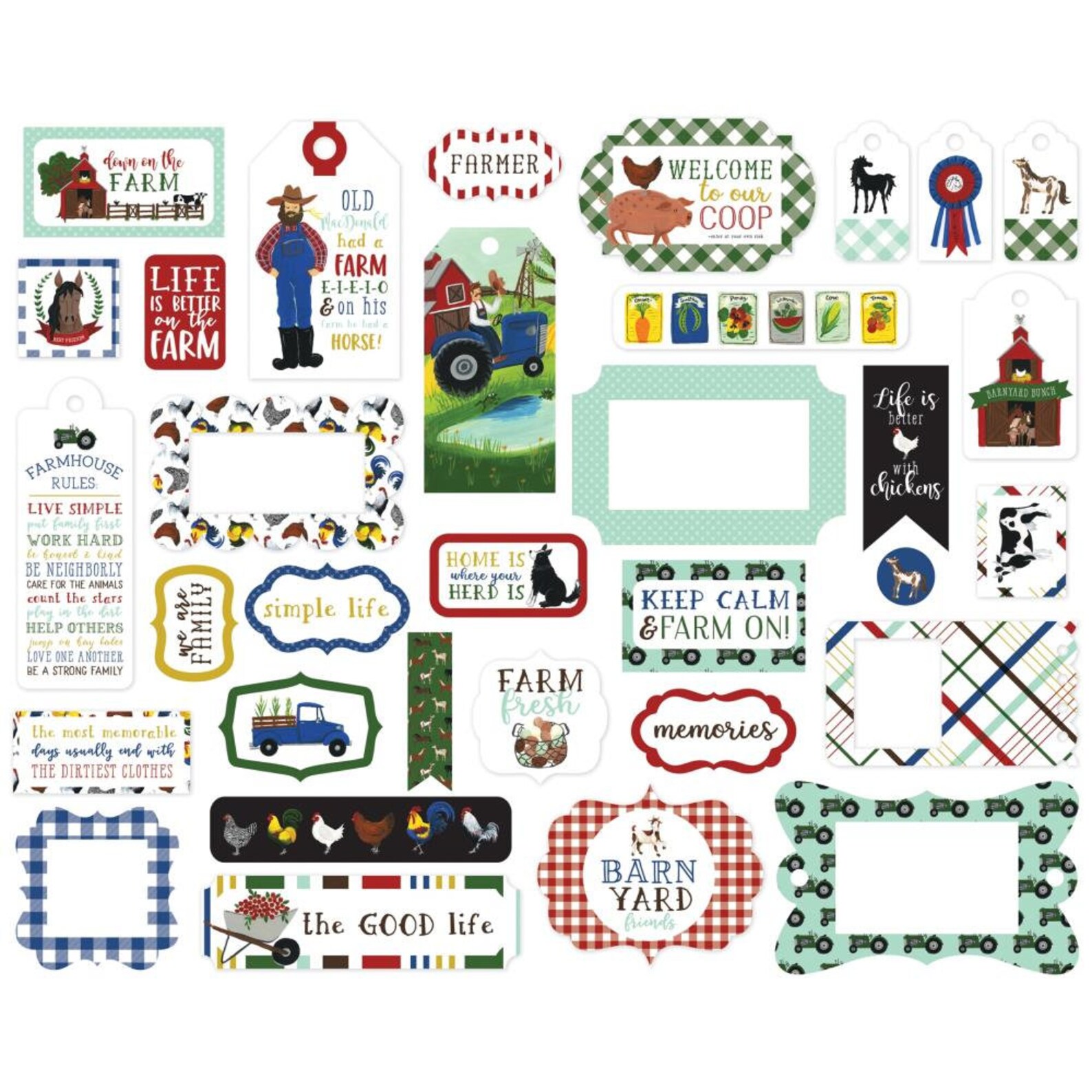 Echo Park Down on the Farm Die Cut Frames and Tags - Etsy