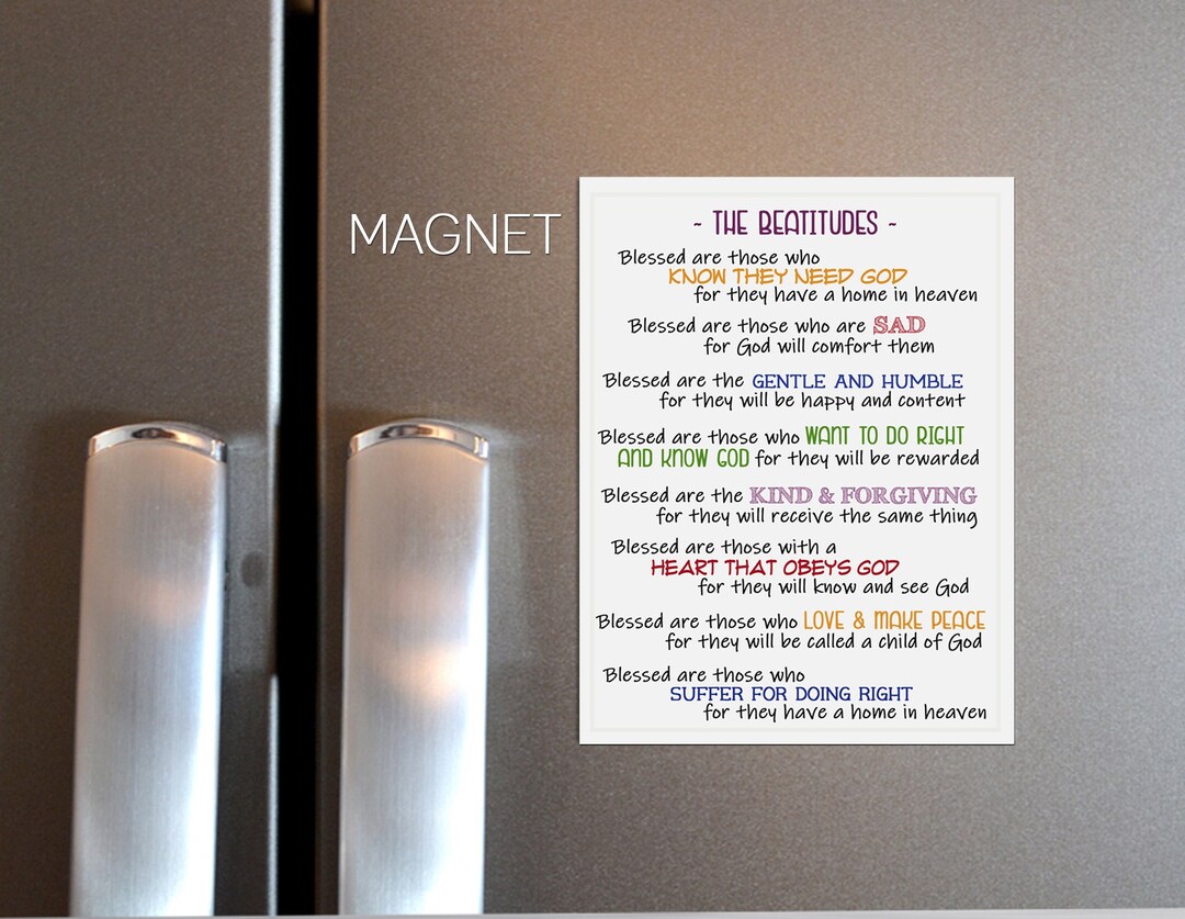 The Beatitudes / Bible Verse Magnet for Kids / Christian Fridge Magnet ...
