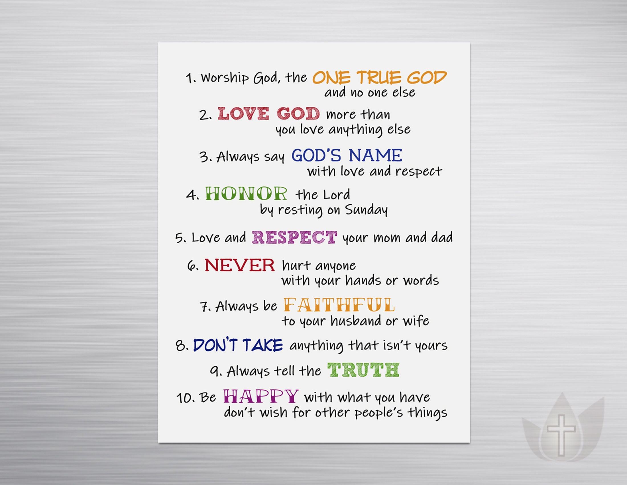 10 Commandments Printable for Kids Bible Verse Digital Print | Etsy