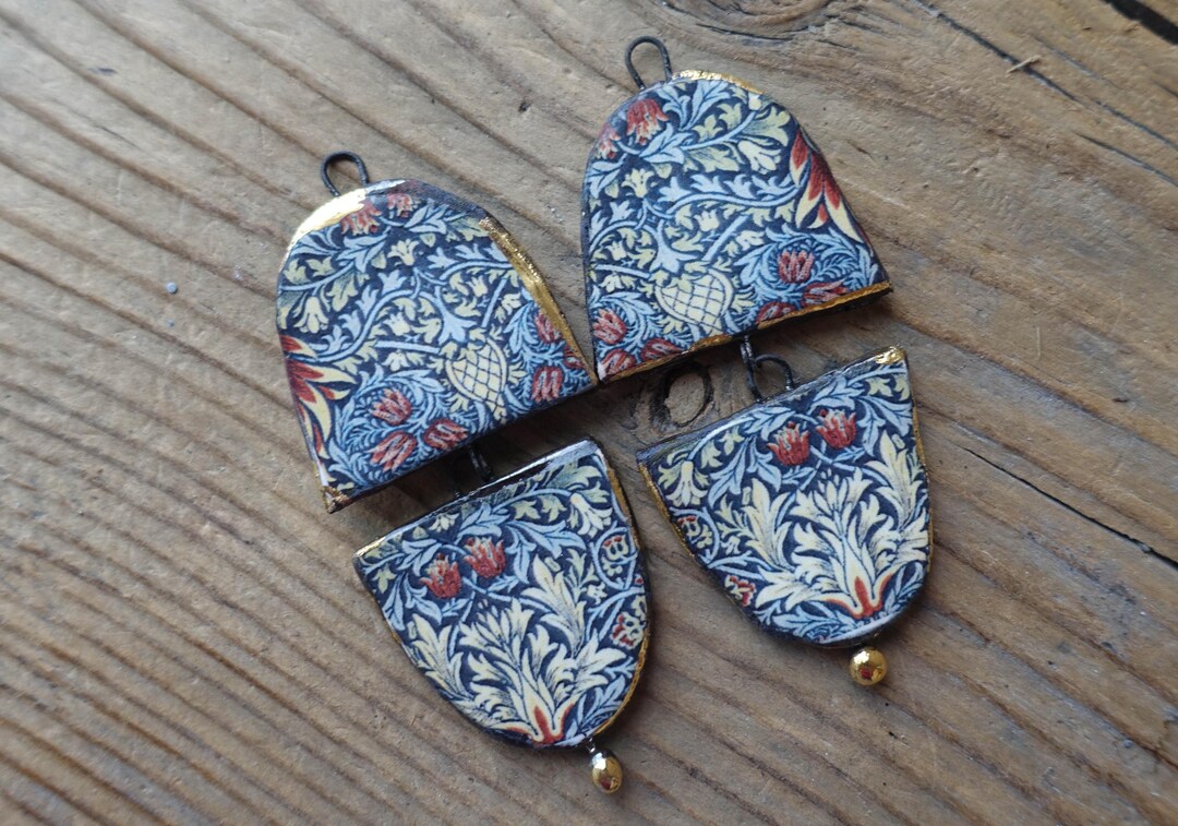 William Morris Ceramic Charms for Jewelry Handmade . Pendants for ...
