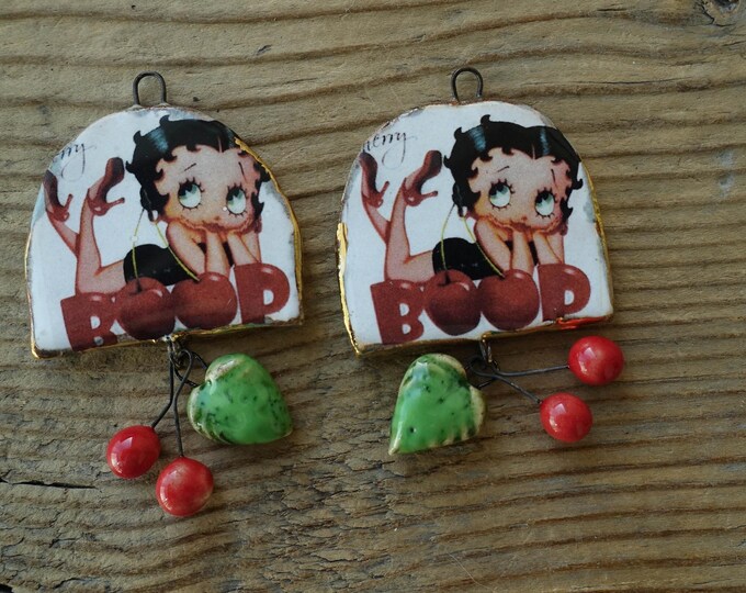 Betty Boop Ceramic Charms for Jewelry Handmade . Pendants for Making ...