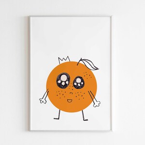 Burnt Orange Tangerine Print Nursery, Kids Funny Illustration, Funny ...