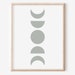 Green Sage Moon Phases Poster, Modern Nursery Printable Wall Art, Grey ...