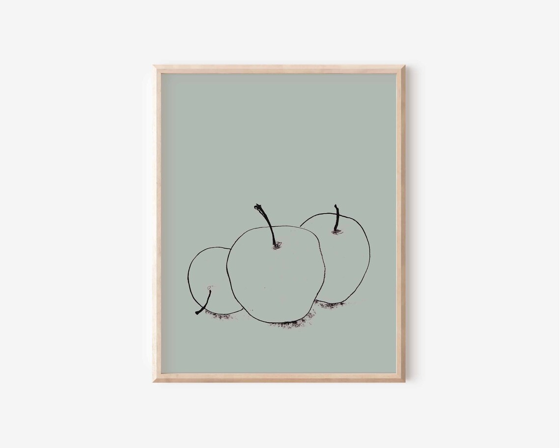 Apples Line Art Print Modern Fruit Printable Art Abstract - Etsy