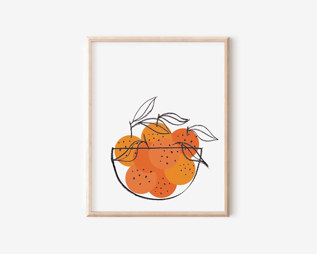 Boho Tangerines Printable Illustration, an Abstract Fruit Wall Art With ...