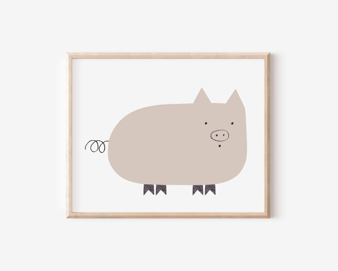 Beige Pig Boho Nursery Print, Printable Nursery Art, Neutral Color ...