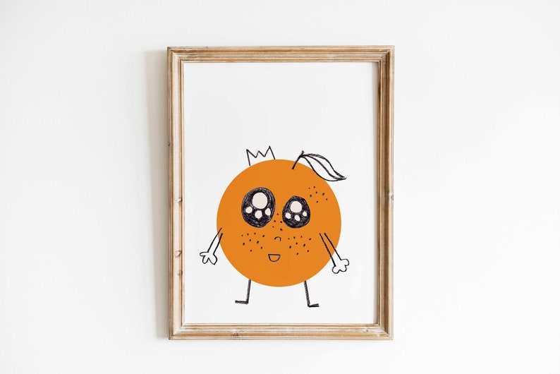 Burnt Orange Tangerine Print Nursery, Kids Funny Illustration, Funny ...