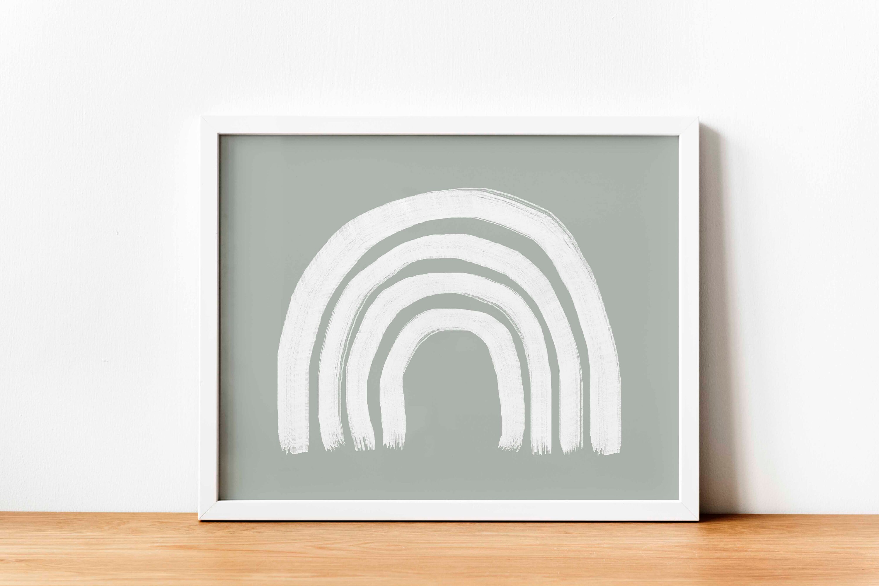 Nursery Sage Print, Horizontal Sage Rainbow, Boho Sage Rainbow, Nursery ...
