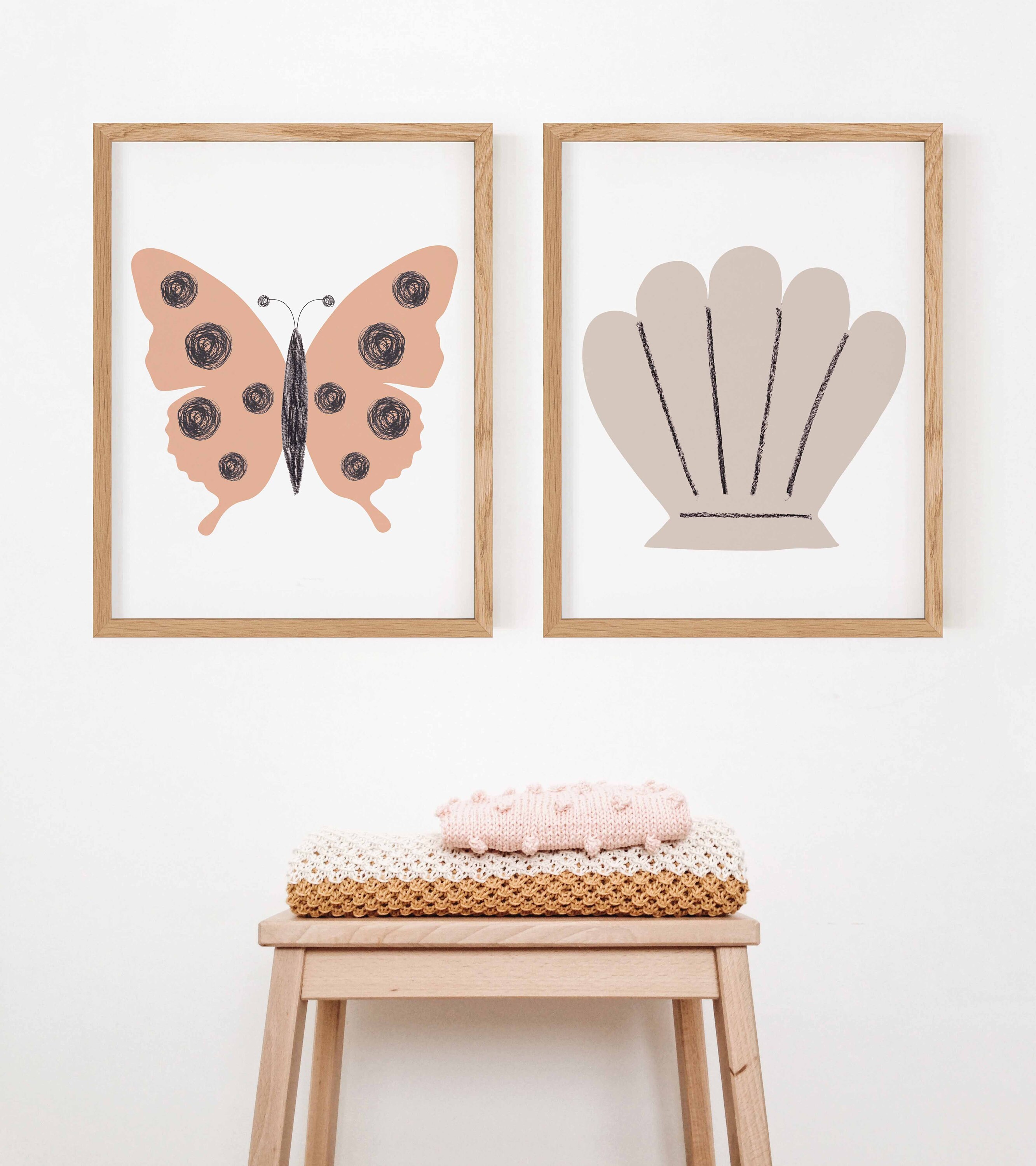 Pink Butterfly Print, Pink Boho Butterfly, Butterfly Nursery Decor ...