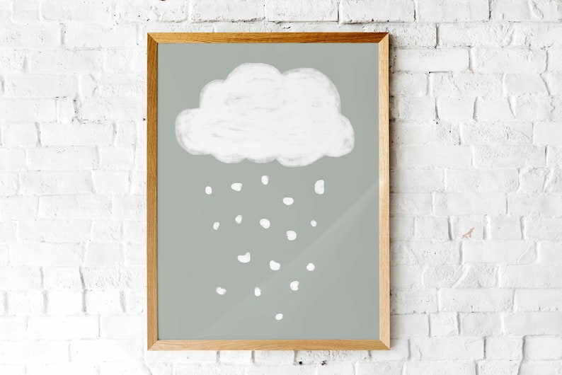 Sage Cloud Print Boho Cloud Poster Boho Nursery Print - Etsy